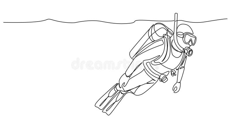 Scuba Diver Line Drawing Scuba Diver Colouring Page | Colouring Sheets
