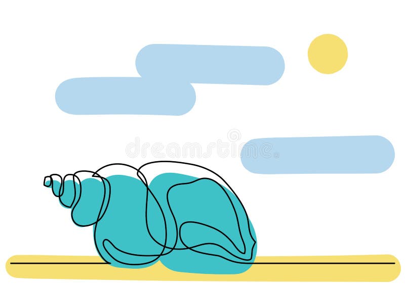 Single Line Drawing of Sea Shell Stock Vector - Illustration of ...