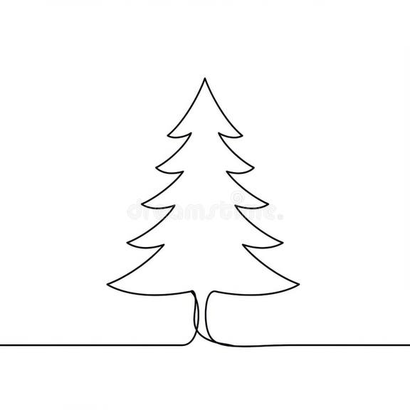 Single Line Drawing of a Simple Evergreen Tree Stock Illustration ...