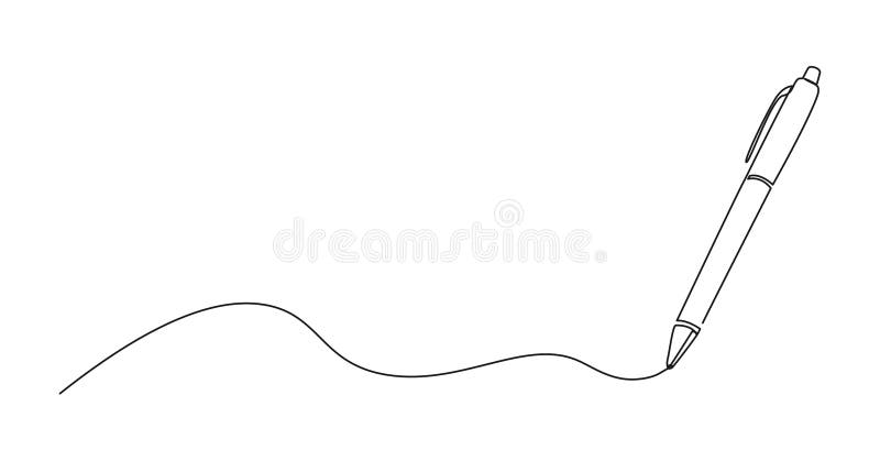 Single Line Drawing of Sketching or Writing with Ballpoint Pen Stock ...