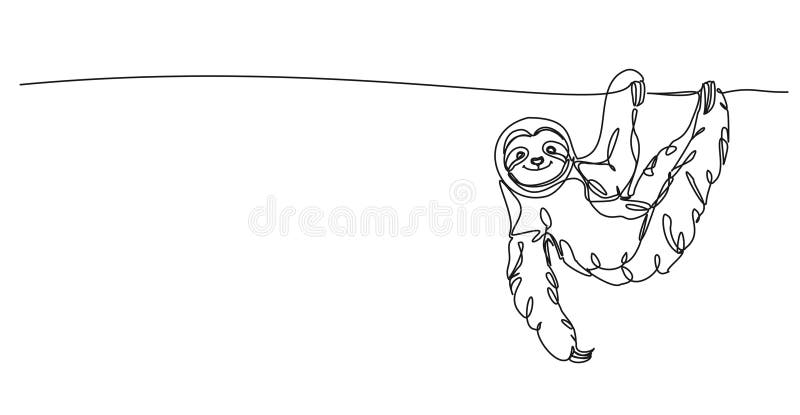 Single Line Drawing of a Sloth Stock Illustration - Illustration of ...