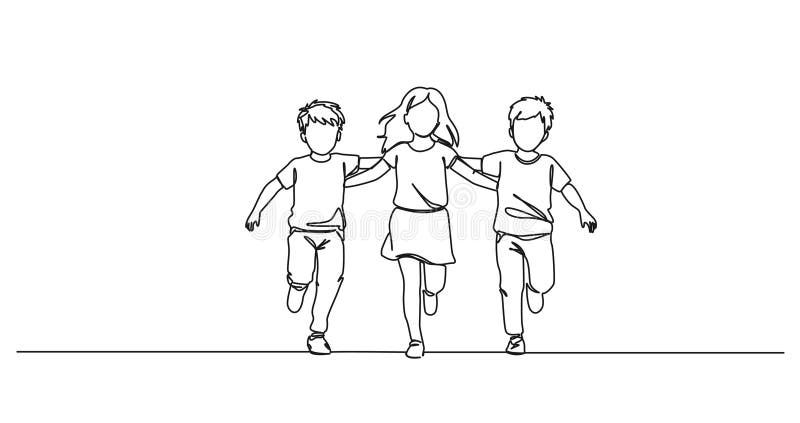 Single Line Drawing Kids Playing Stock Illustrations – 343 Single Line ...
