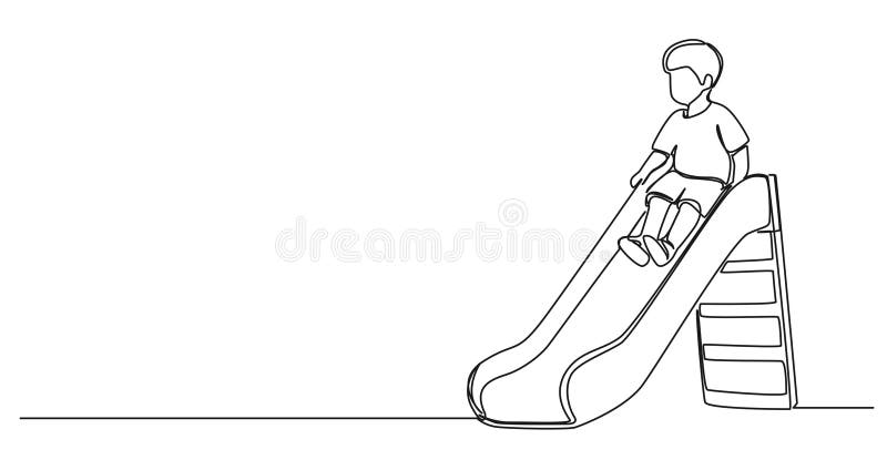 Single Line Drawing of Toddler on Slide Stock Vector - Illustration of ...