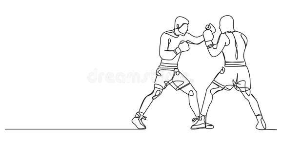 Single Line Drawing of Two Boxers Fighting Stock Vector - Illustration ...