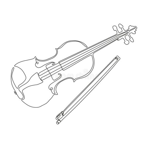 A Single Line Drawing of a Violin. Continuous Line Violin Icon Stock ...