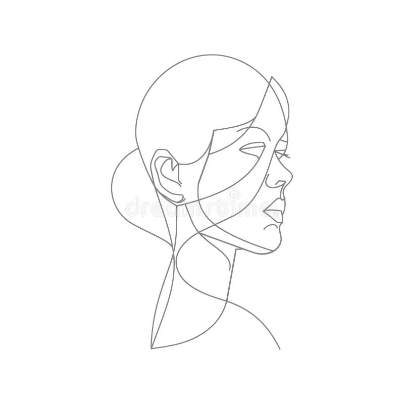 AI-Generated One-Line Woman Portrait Stock Vector - Illustration of ...