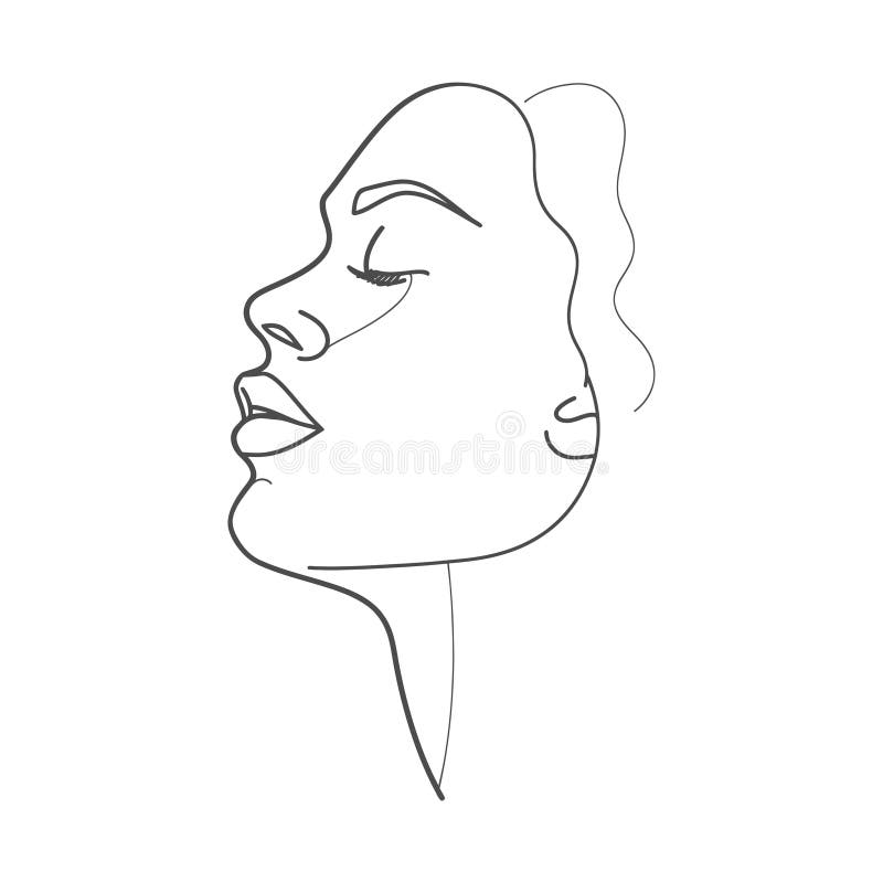 AI-Generated One-Line Woman Portrait Stock Vector - Illustration of ...