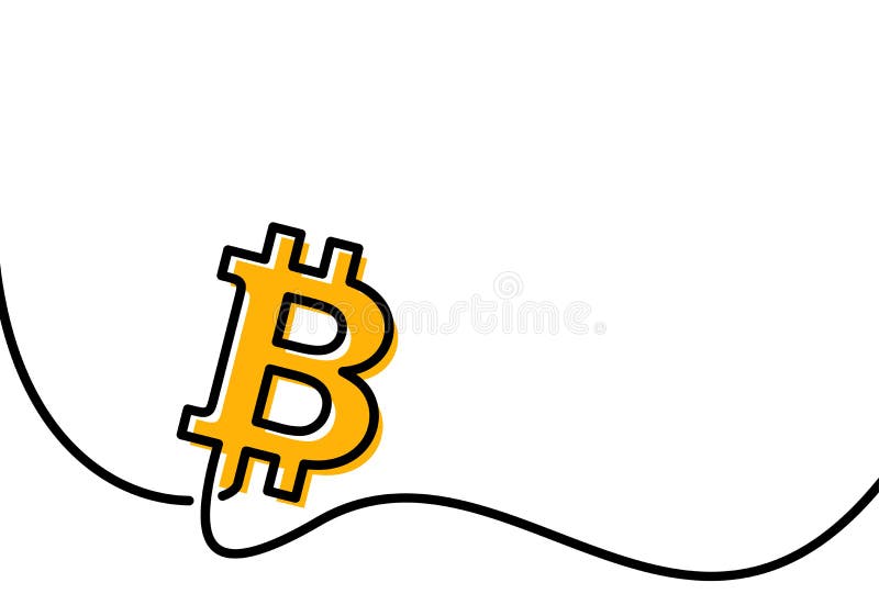 Single Line Drawn Contour of Bitcoin Sign Stock Vector - Illustration ...