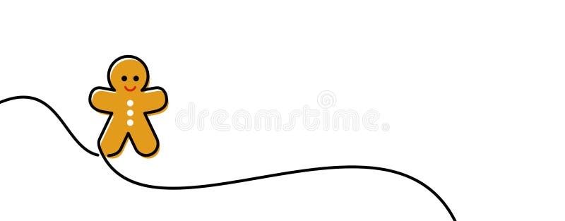 Single Line Drawn Gingerbread Man Stock Vector - Illustration of ...