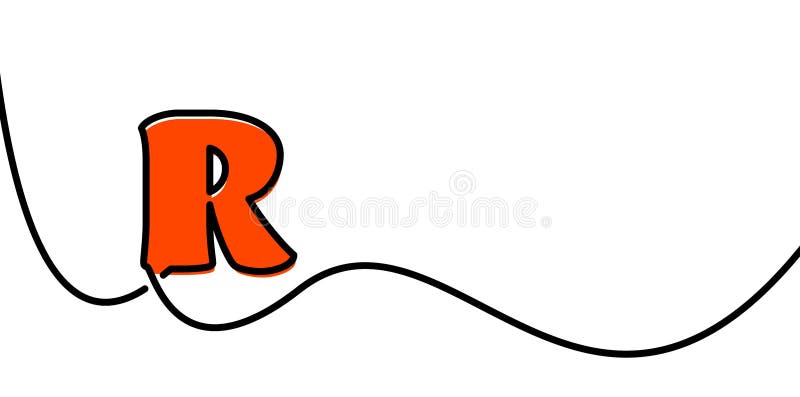 Single Line Drawn R Letter Outline Stock Vector - Illustration of latin ...