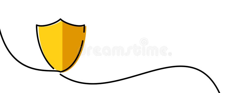 Single Line Drawn Yellow Shield Stock Vector - Illustration of badge ...