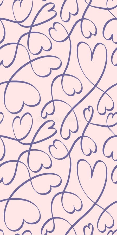 Single Line Hearts Abstract Seamless Pattern Stock Vector ...