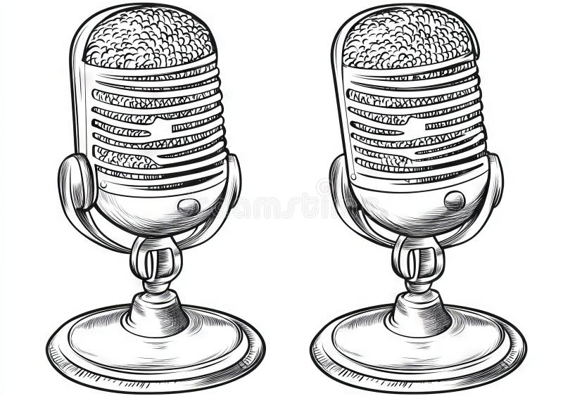 Single Line Minimalist Drawing Wired Microphone Stock Photos - Free ...