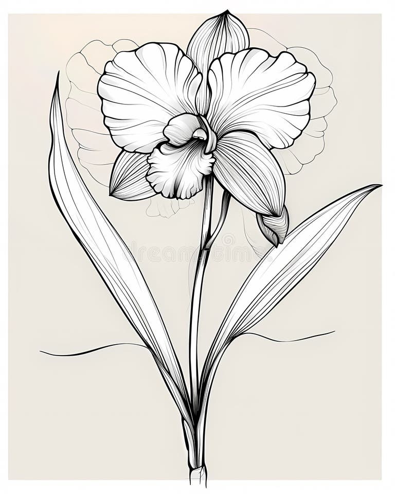 Line Orchid Drawing Stock Illustrations 5 769 Line Orchid Drawing
