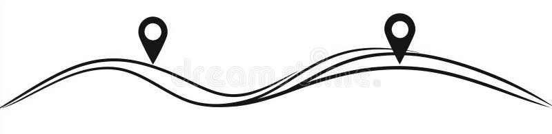 Single Line Path Drawn with Map Pins or Navigation Pointers that ...