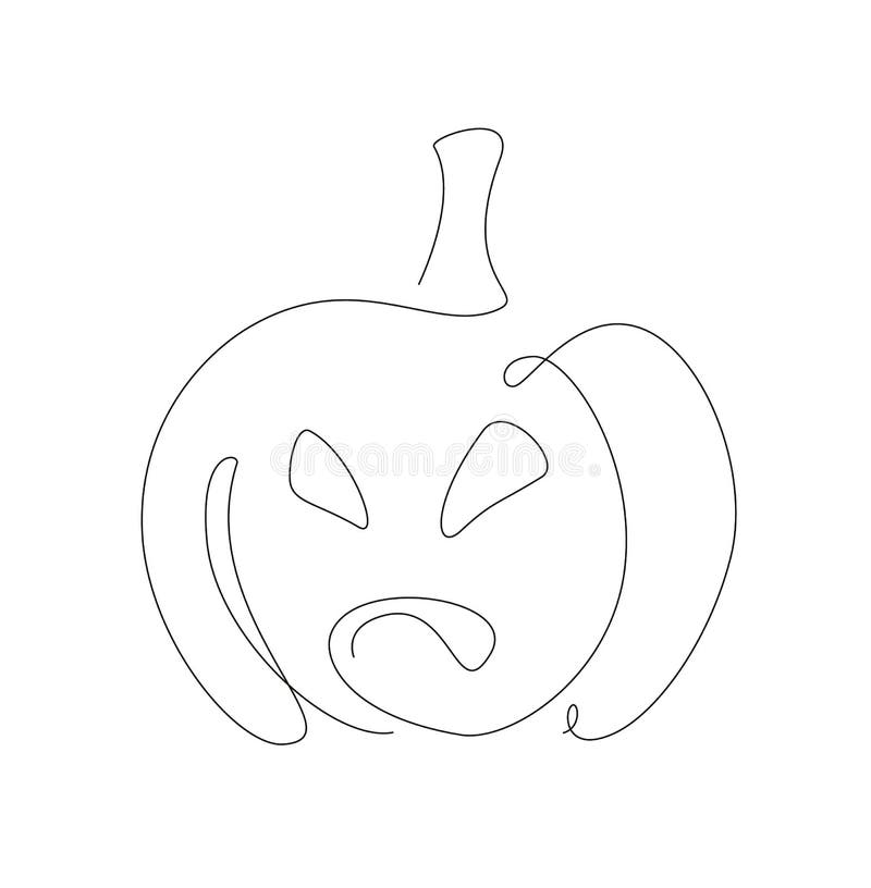 Single Line Pumpkin Illustration. Halloween Pumpkin One Line Vector ...