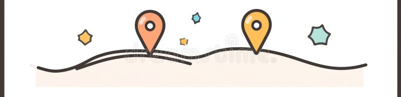 Single-line Route with Map Pins or Navigational Points To Mark ...