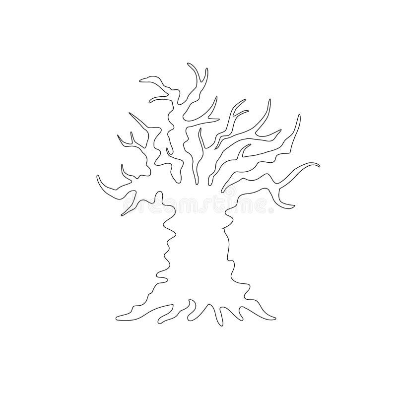 Single Line Tree Icon, One Line Drawing Trees Silhouette Stock Vector ...