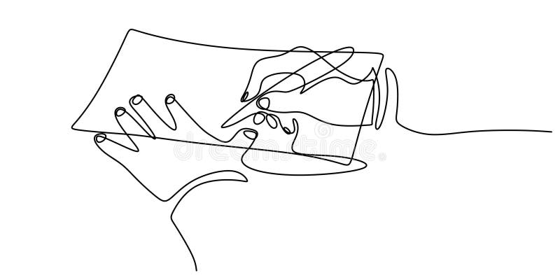 Single Line Vector Hand Pen Writing. Paper Focused Work Organization ...