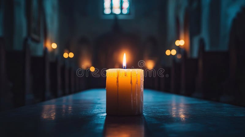 Single Lit Candle in the Center of a Dark Room Stock Image - Image of ...