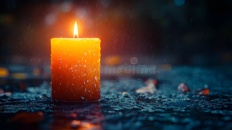 Single Lit Candle in Dark Room Stock Illustration - Illustration of ...