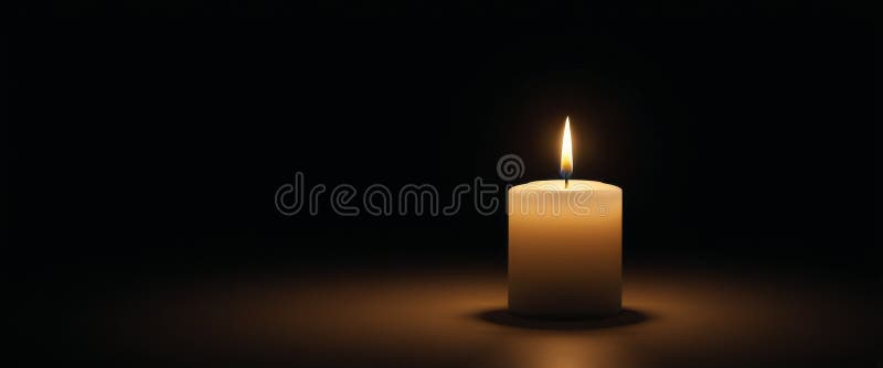Single Lit Candle in Dark Setting, Glowing Candlelight Stock Image ...