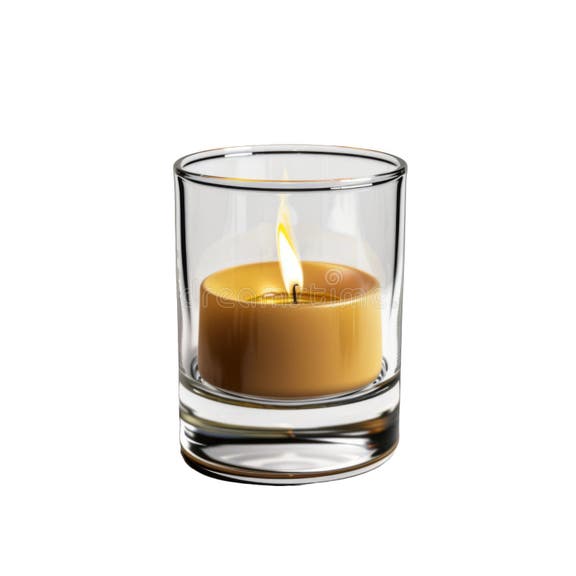 A Single Lit Candle Inside a Glass Holder Stock Image - Illustration of ...