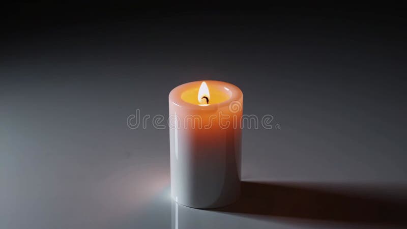 Single Lit Candle on Reflective Surface Casting Warm Glow. Serenity and ...