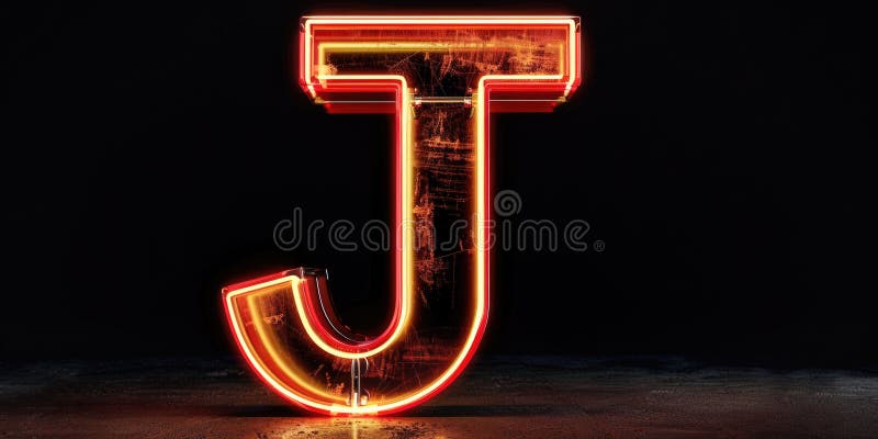A Single Lit Up Letter J in a Dark Environment Stock Image - Image of ...