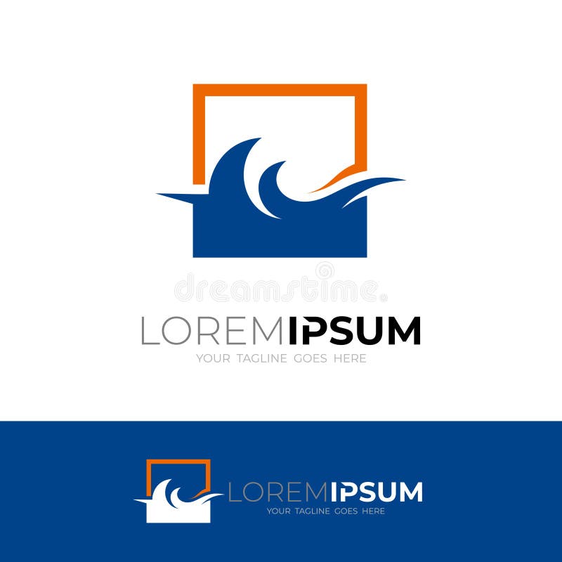 Wave Logo and Square Design Combination, Water Stock Vector ...