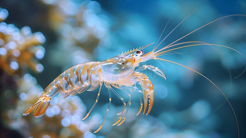 A Single Live Shrimp Suspended in Water Stock Image - Image of macro ...