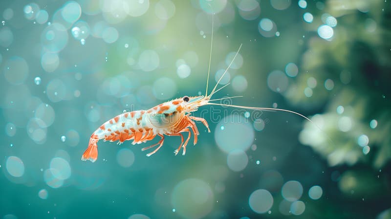 A Single Live Shrimp Suspended in Water Stock Photo - Image of macro ...