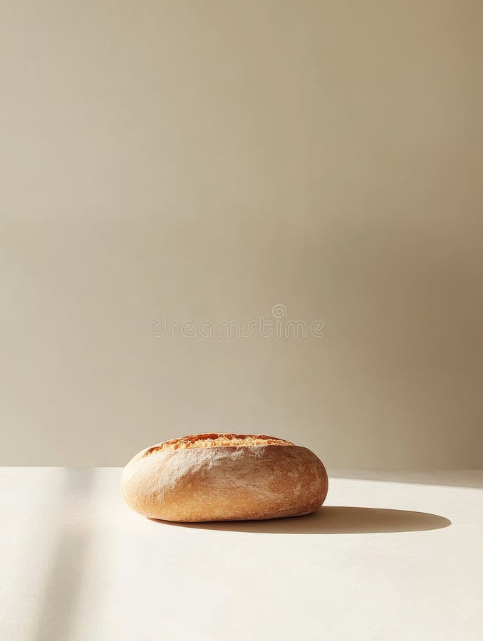 A Single Loaf of Bread Resting on a Minimalistic Surface with Soft ...