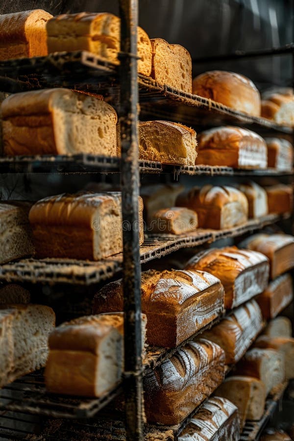 A Single Loaf of Bread Sits on Top of a Metal Rack, Possibly Ready for ...