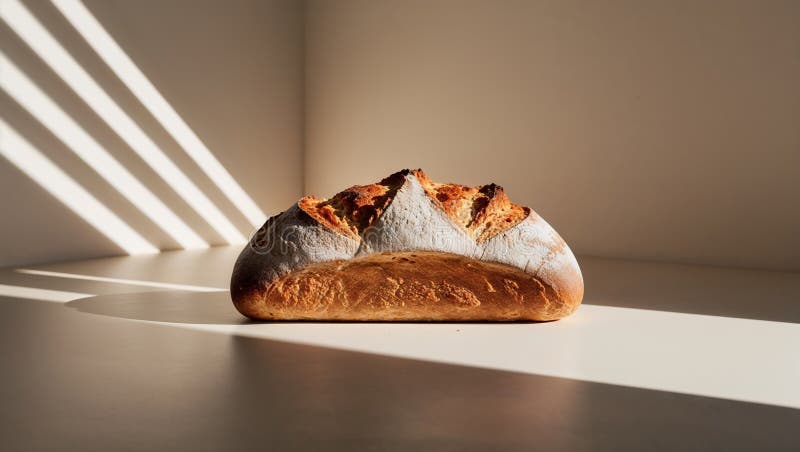 A Single Loaf of Crusty Bread with a Diagonal Shadow. Stock Photo ...