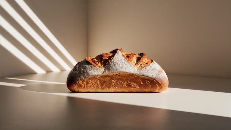 A Single Loaf of Crusty Bread with a Diagonal Shadow. Stock Photo ...