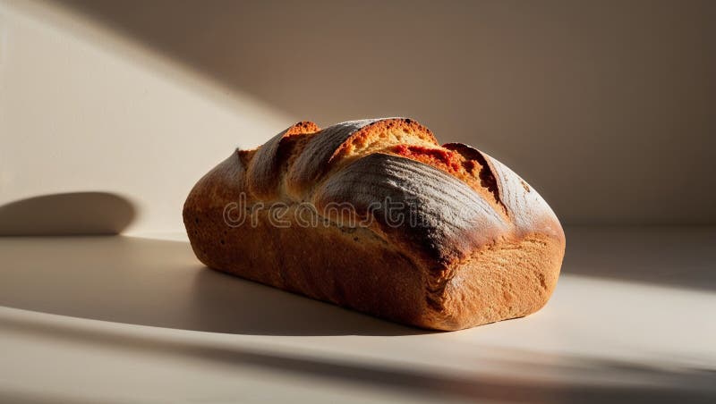 A Single Loaf of Crusty Bread with a Diagonal Shadow. Stock Photo ...