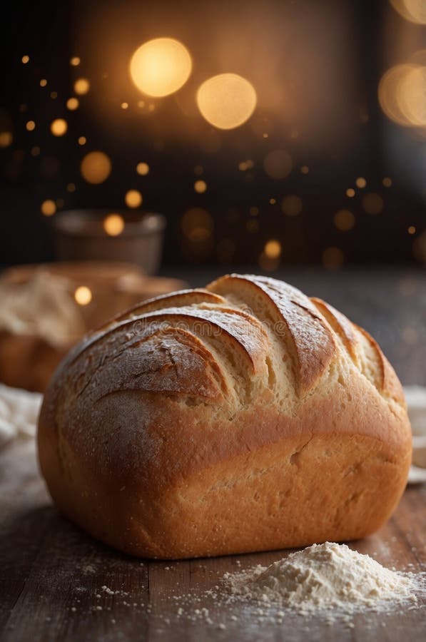A Single Loaf of White Bread with Flour Dusting. Stock Image - Image of ...
