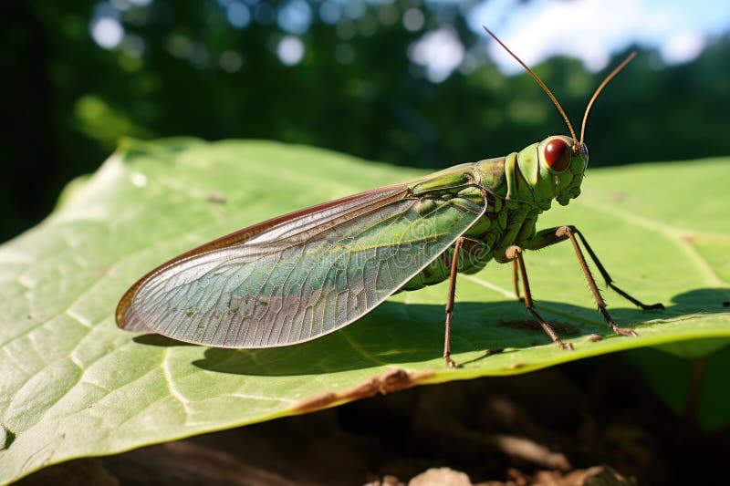 Single Locust on a Leaf with Bite Marks Stock Photo - Image of ...