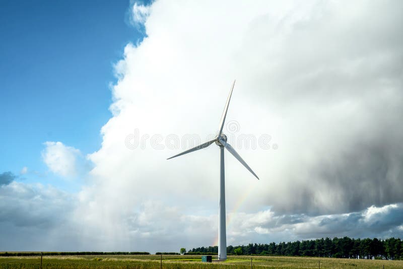 Single Lone Electric Generating Wind Turbine Windmill with Dramatic Big ...