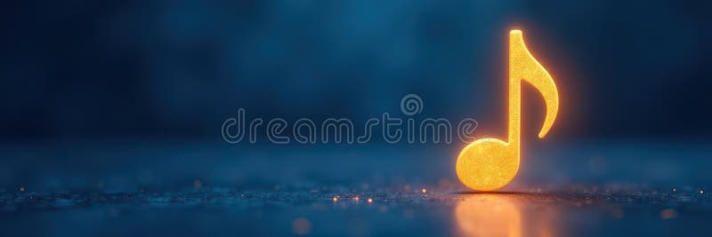 A Single, Luminous Gold Music Note Against a Serene Blue Backdrop ...