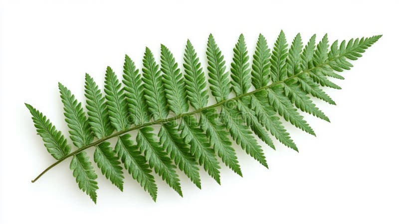 A Single Lush Green Fern Frond Isolated on White Stock Illustration ...