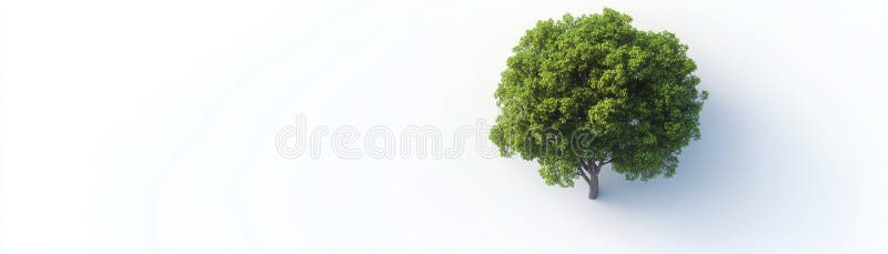 Single Lush Green Tree on White Background Aerial View, 3D Render ...