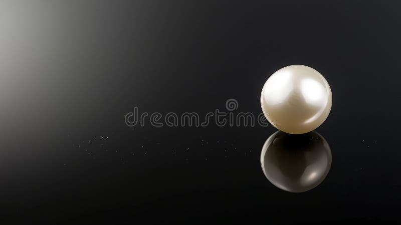 Single, Lustrous Pearl on Reflective Black Surface Stock Illustration ...