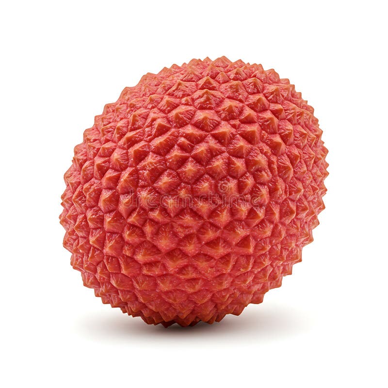 A Single Lychee Fruit with Textured Red Skin Isolated on a White ...