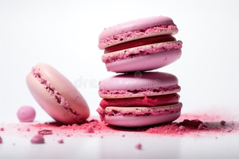 A Single Macaron on a Light Backdrop with a Bite Taken Out of it Stock ...