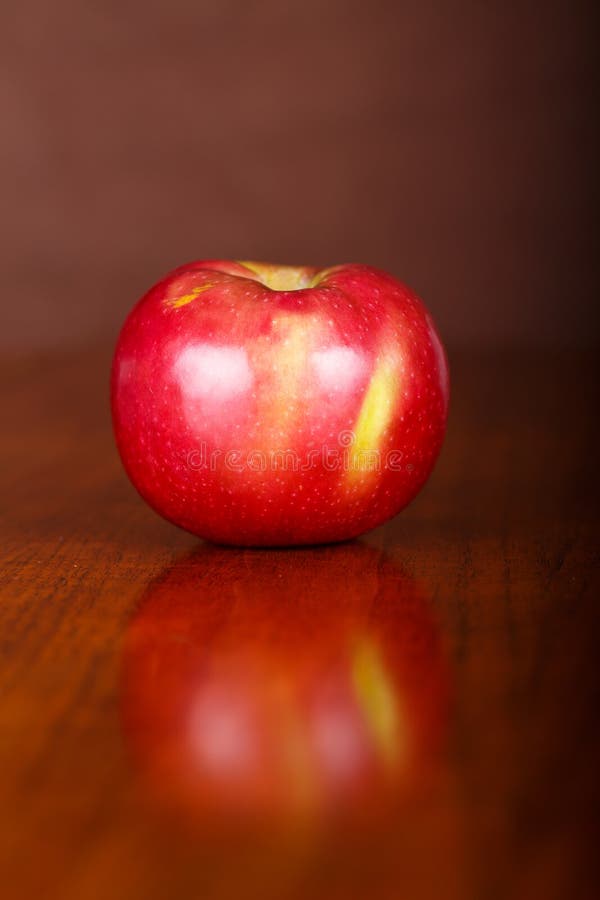 Single Apple on Table with Reflection Stock Image - Image of sweet ...