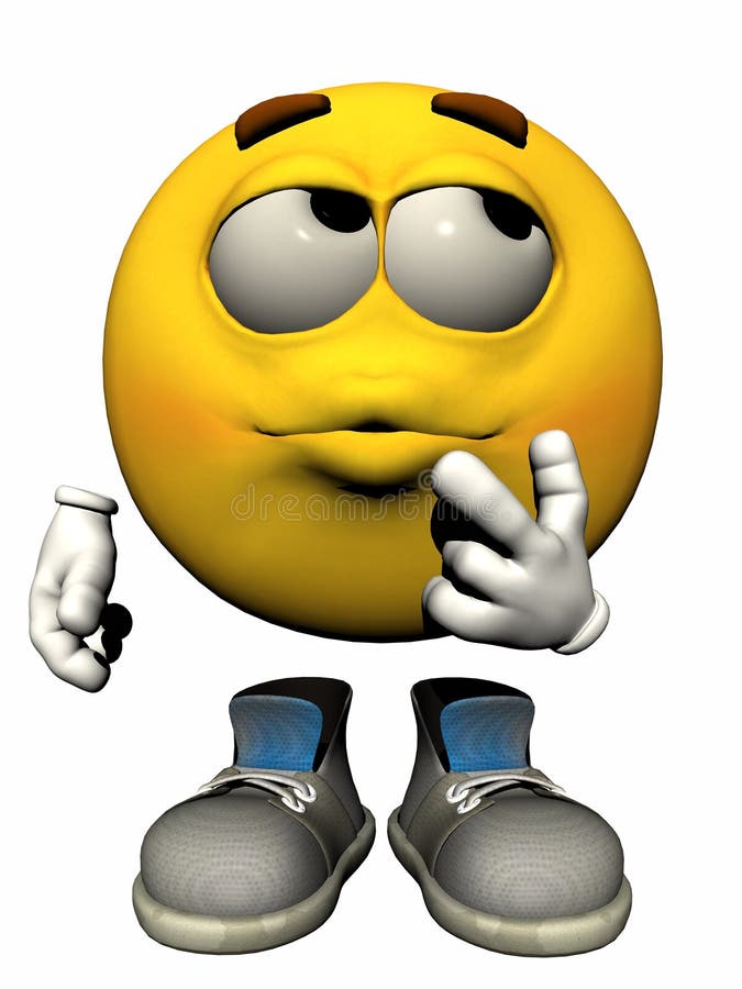 3D Confused Smiley Emoticon Stock Illustration - Illustration of three ...