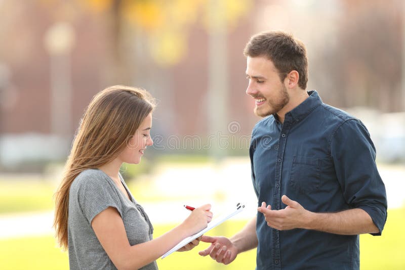Single Man Asking a Survey in the Street Stock Image - Image of ...