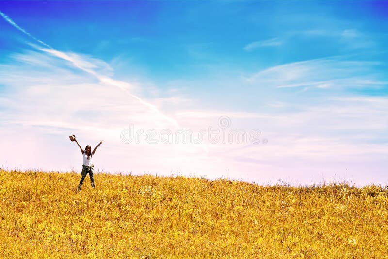 Single Man Standing on Plain Stock Photo - Image of plain, agriculture ...